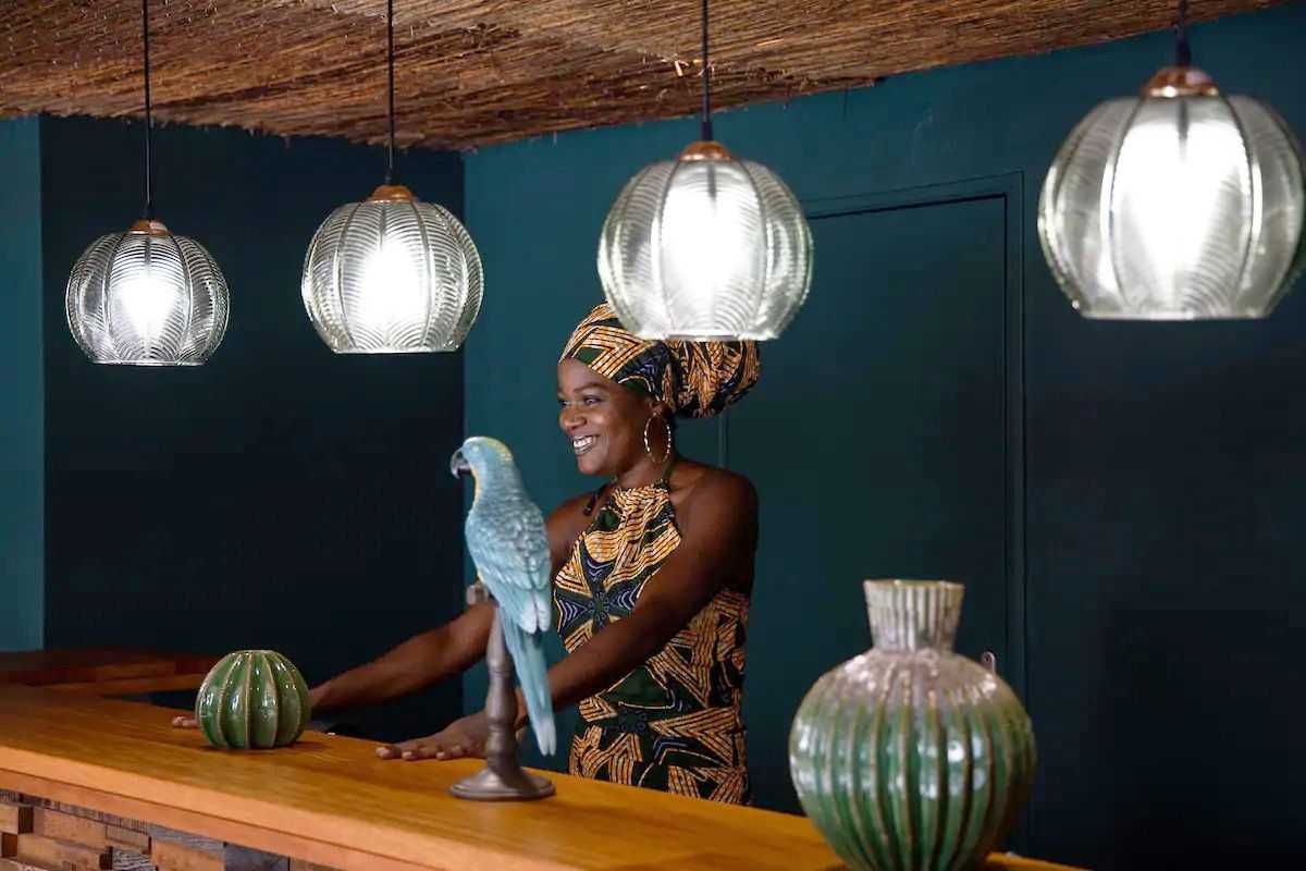 Interior design of a Caribbean restaurant