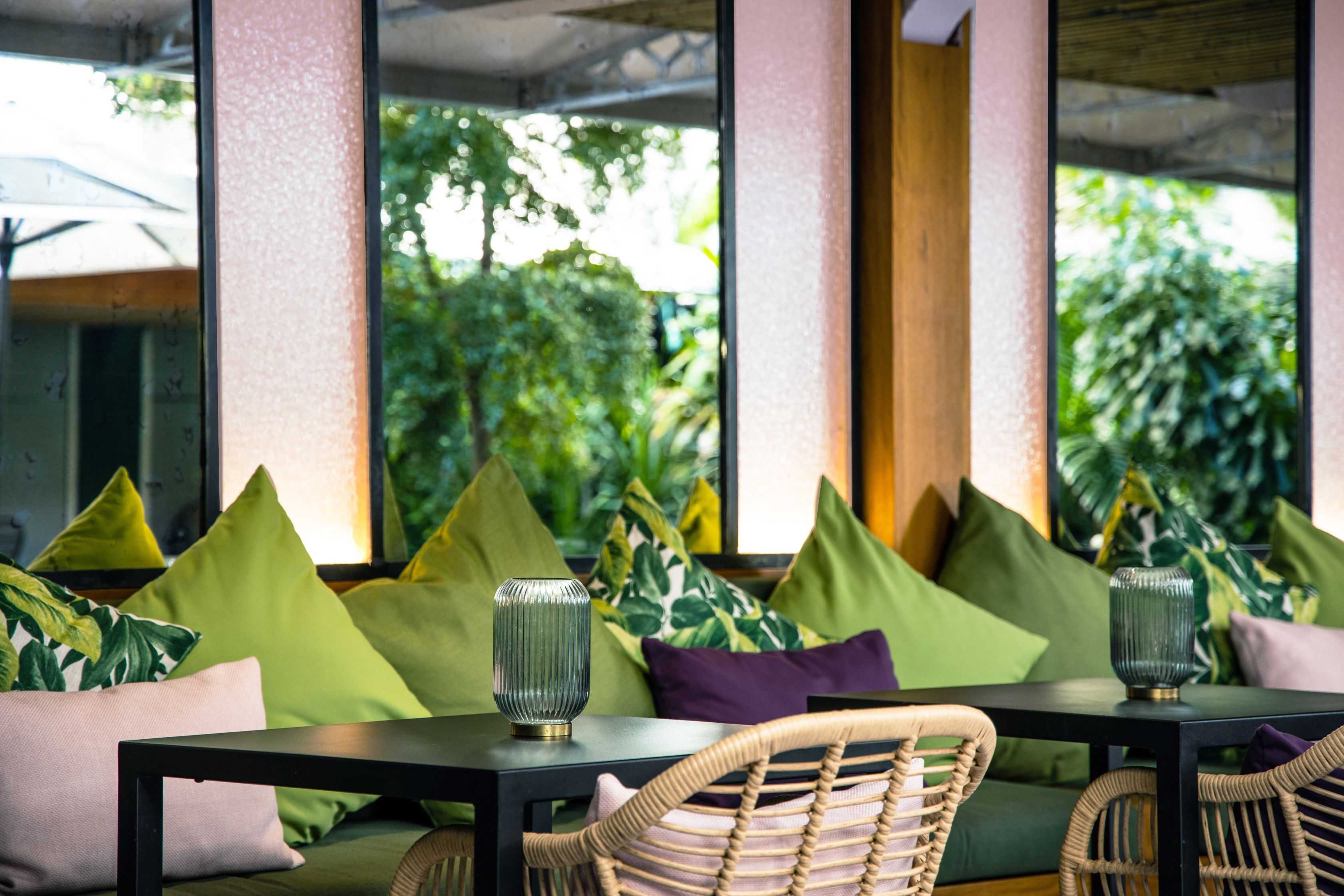 Interior design of a Caribbean restaurant