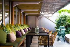 Interior design of a Caribbean restaurant