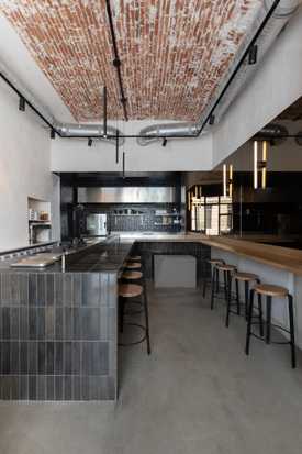 Interior design of a street food restaurant