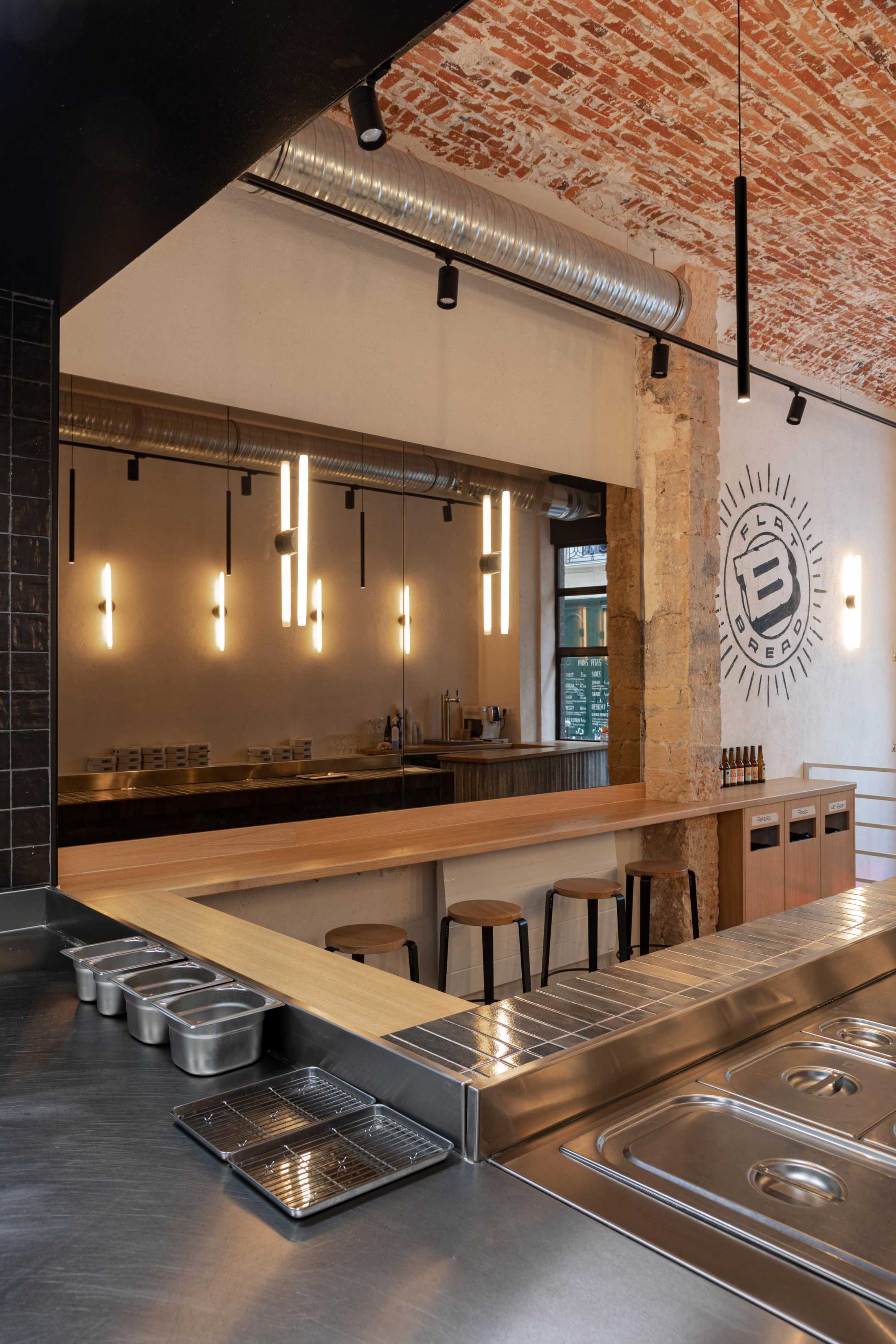 Interior design of a street food restaurant